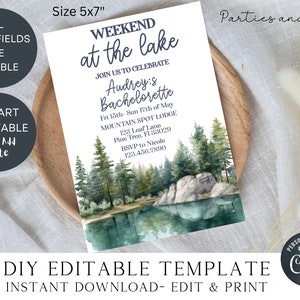 Lake Bachelorette Party Invitation Lake House Invitation Itinerary Lake ...