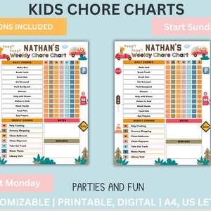 Boy Chore Chart for Kids Printable Kids Daily Animal Theme Weekly ...