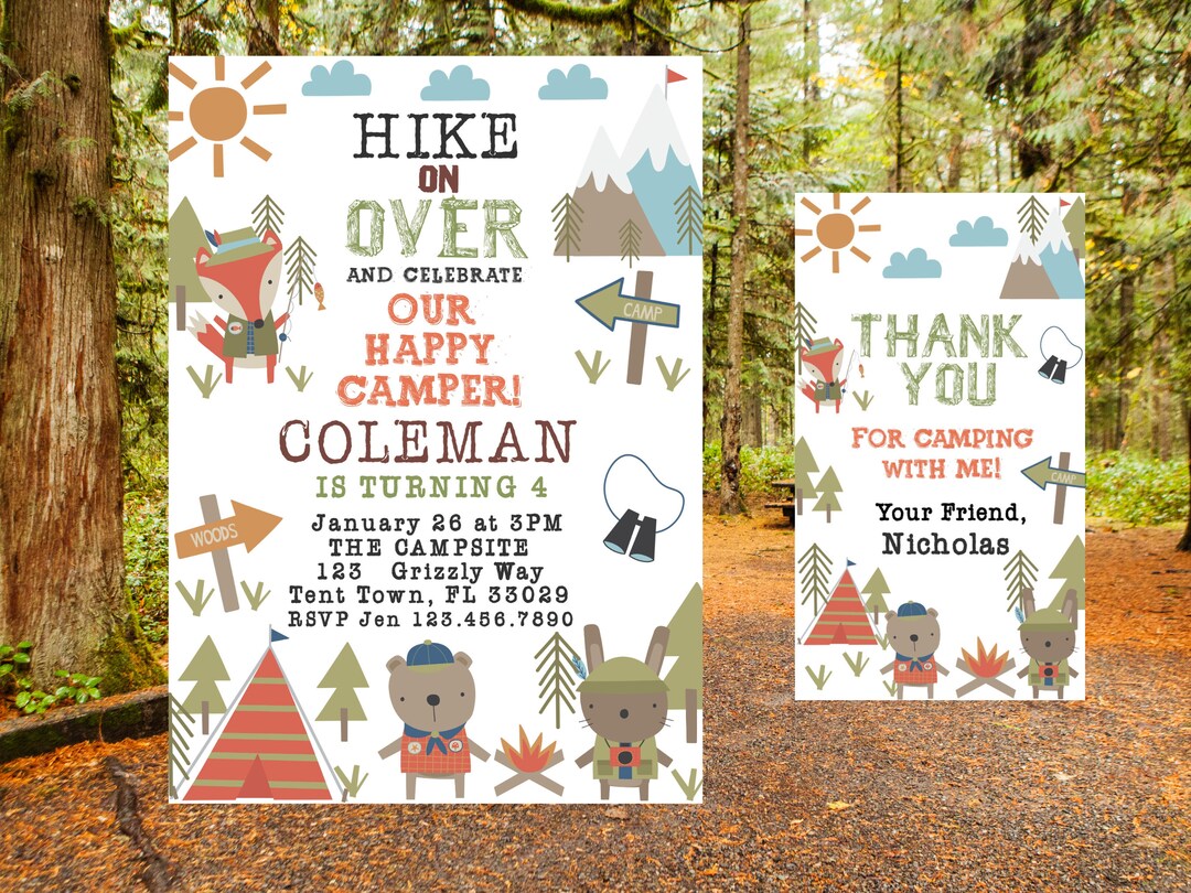 Editable Camping Birthday Party Invitation Camping Outdoor Invitation ...