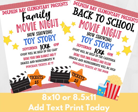 Family Movie Night Editable Flyer Fall Event PTA PTO Fundraiser Flyer ...