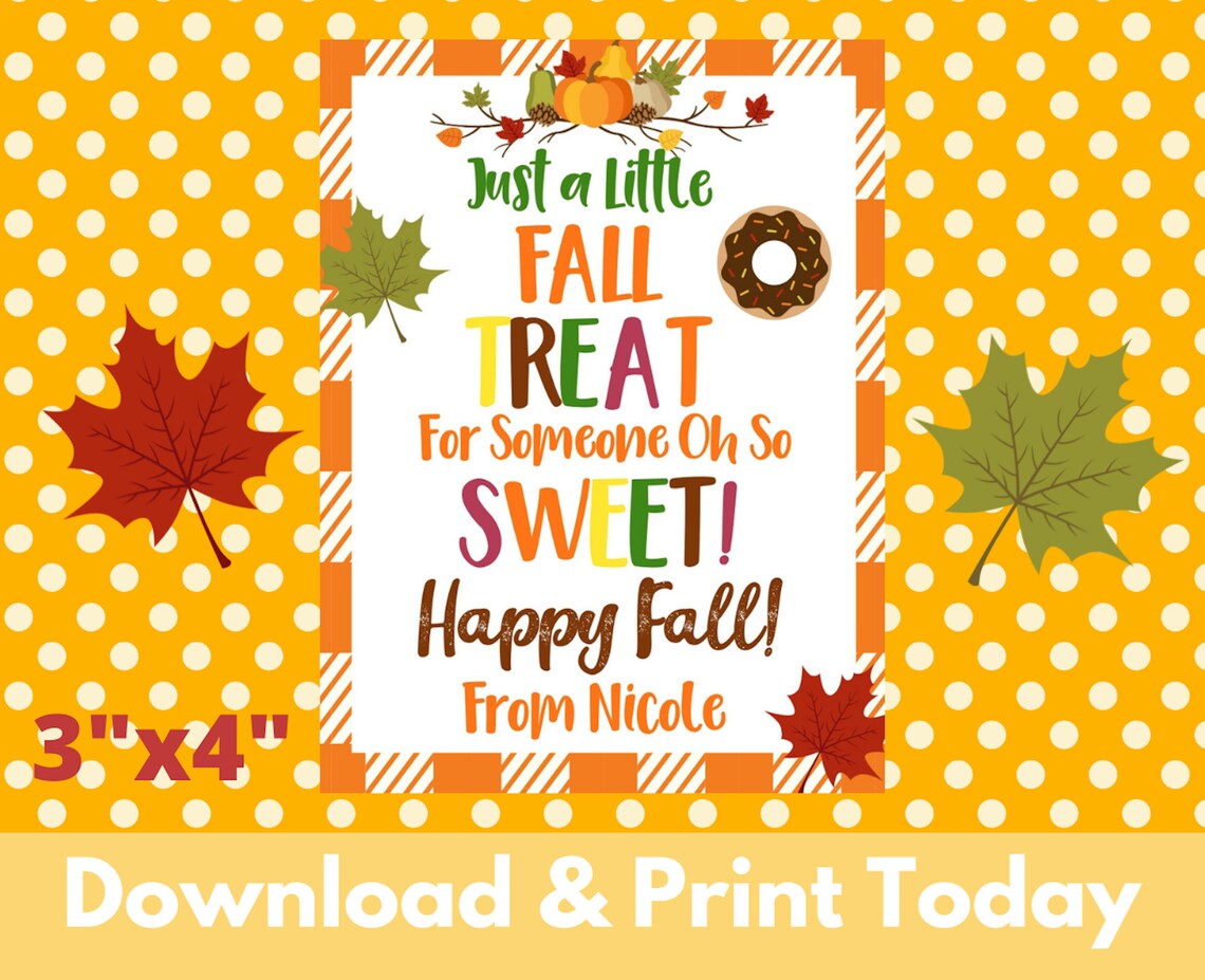 EDITABLE Fall Gift Tag Staff Appreciation Gift Teacher - Etsy