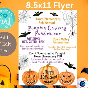 EDITABLE Pumpkin Carving Fundraiser Flyer, Editable Pumpkin Carving ...