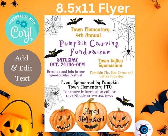 EDITABLE Pumpkin Carving Fundraiser Flyer, Editable Pumpkin Carving ...
