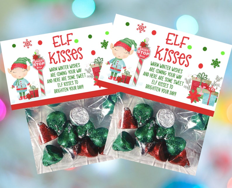 Elf Kisses Treat Bags Boy Elf Christmas Gift Elf Tags - Etsy