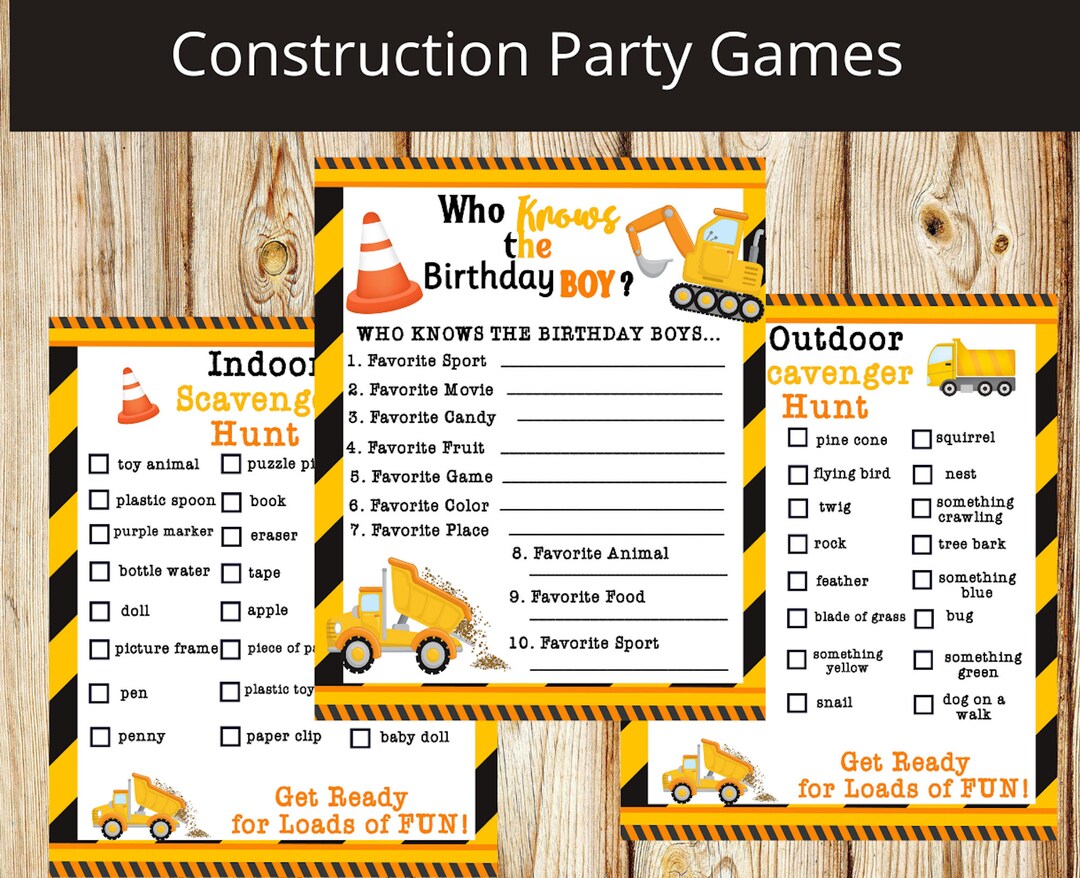 Construction Birthday Party Games Construction Scavenger Hunt Who Knows ...