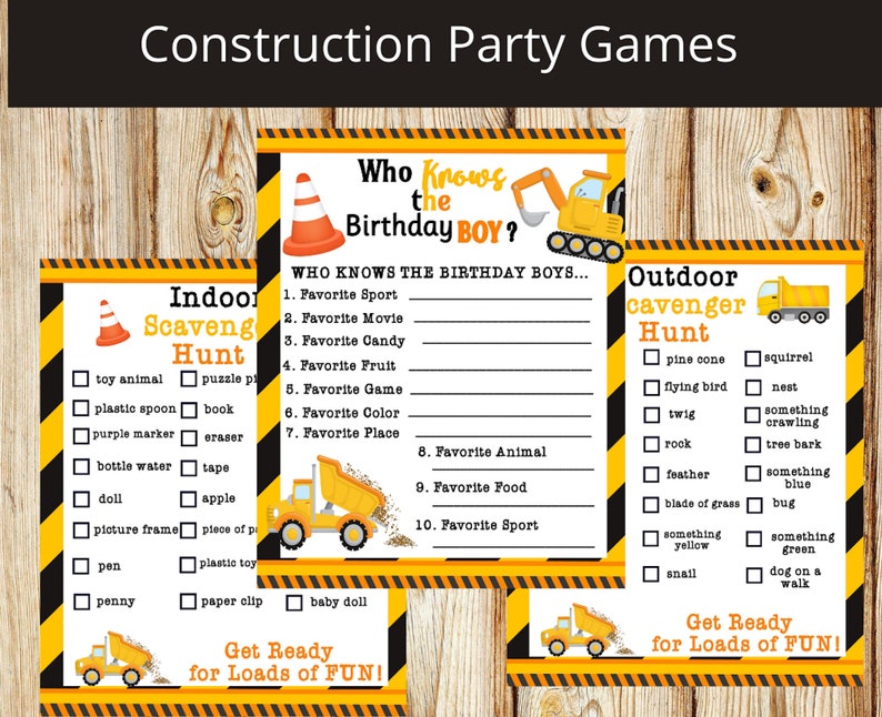Construction Birthday Party Games Construction Scavenger Hunt - Etsy