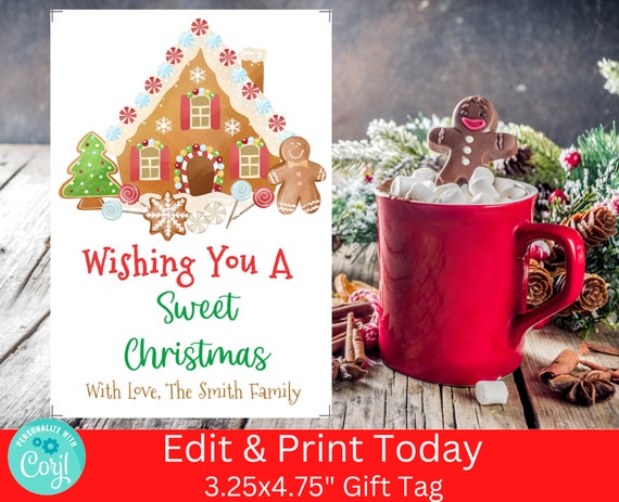 Sweet Christmas Gift Tag Template, Printable Holiday Favor Tag ...