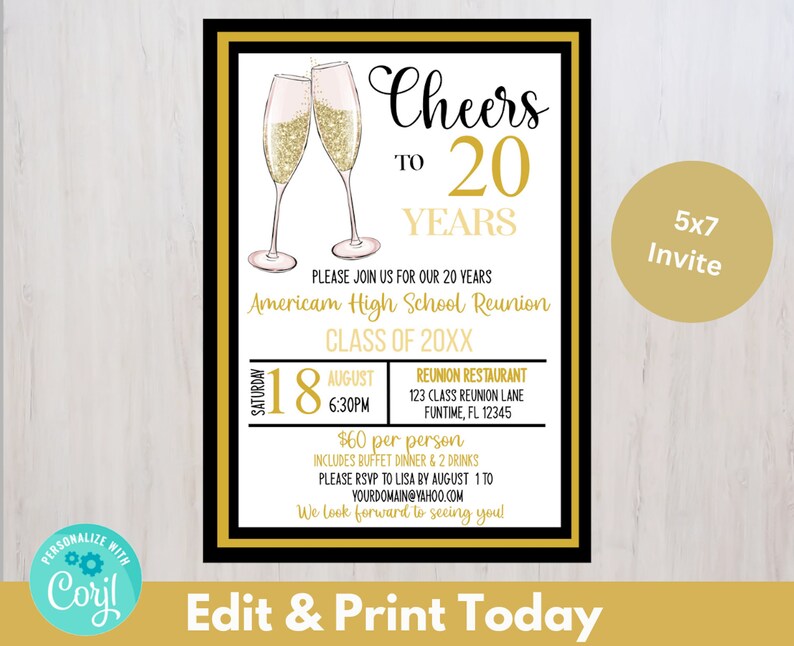 Editable Class Reunion Invitation Template Any Year College - Etsy