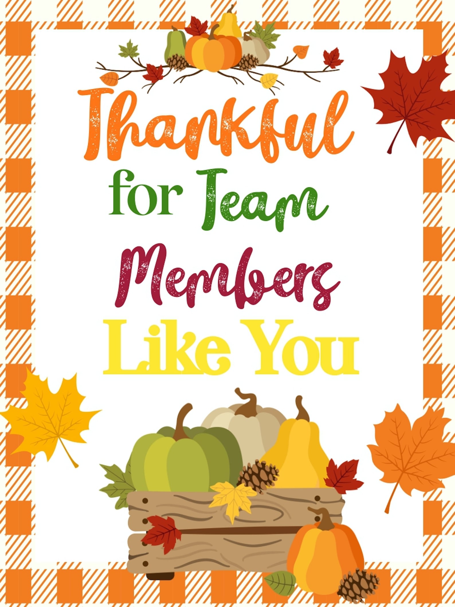 Thanksgiving Staff Appreciation Printable Tag Fall Staff Gift - Etsy