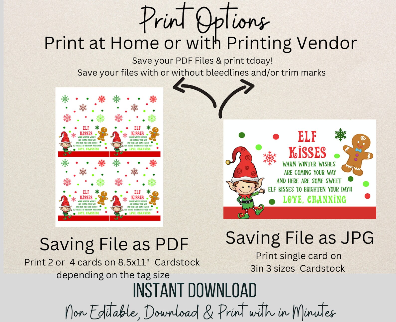 Elf Kisses Treat Bags Treat Topper Christmas Gift Tags - Etsy