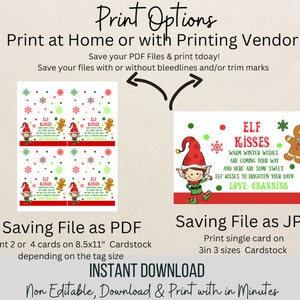 Elf Kisses Treat Bags Treat Topper Christmas Gift Tags Christmas Treat ...