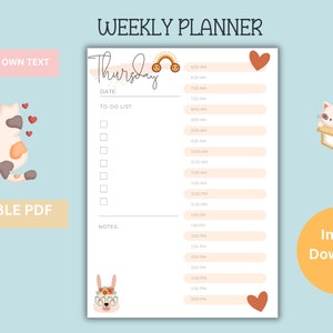Groovy Editable Weekly Planner Checklist Printable Weekly to Do List ...