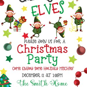 Elf Christmas Party Invitation Elves Party EDITABLE Template Kids ...