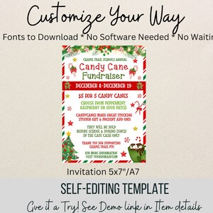 Christmas Candy Cane Fundraiser Flyer Printable PTO PTA School ...