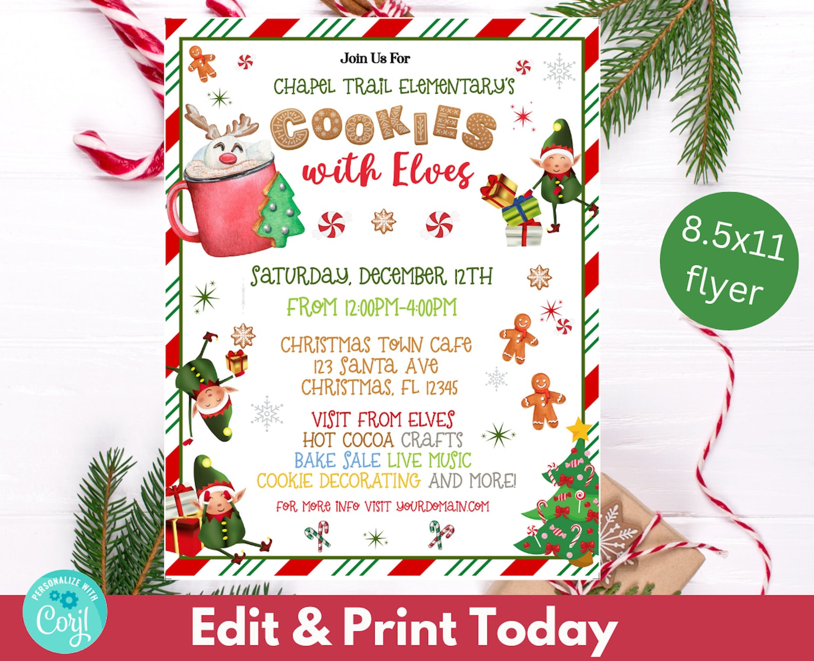 Cookies With Elves Editable Flyer INSTANT DOWNLOAD Photos - Etsy