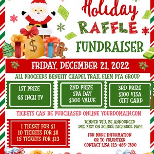 Christmas Raffle Ticket Fundraiser Flyer Holiday Split the Pot Raffle ...