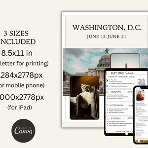 Editable Washington DC Travel Itinerary Template Washington DC Trip ...