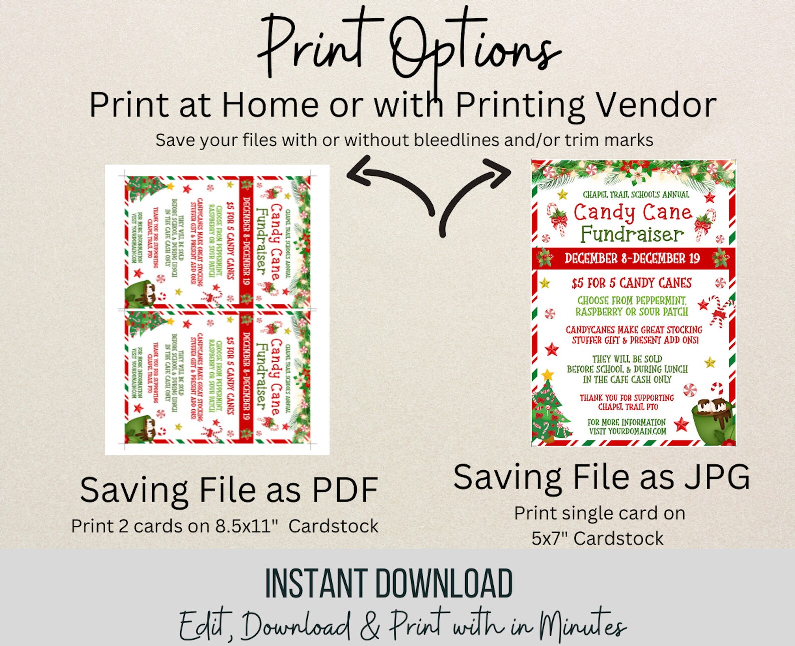 Christmas Candy Cane Fundraiser Flyer Printable PTO PTA School - Etsy