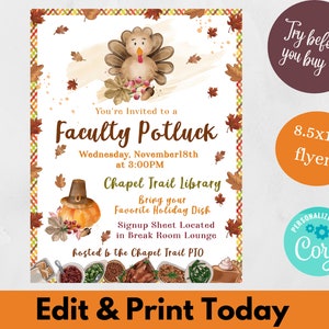 Editable Thanksgiving Potluck Sign up Sheet Potluck Sign up Sheet ...