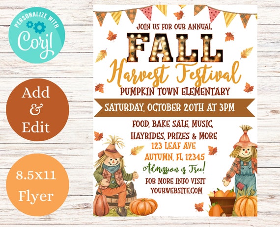 Fall Festival Flyer Template, Harvest Festival Flyer, Fall Harvest ...