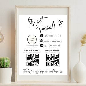 Social Media Sign Template Editable Instagram Facebook Follow Us Sign ...