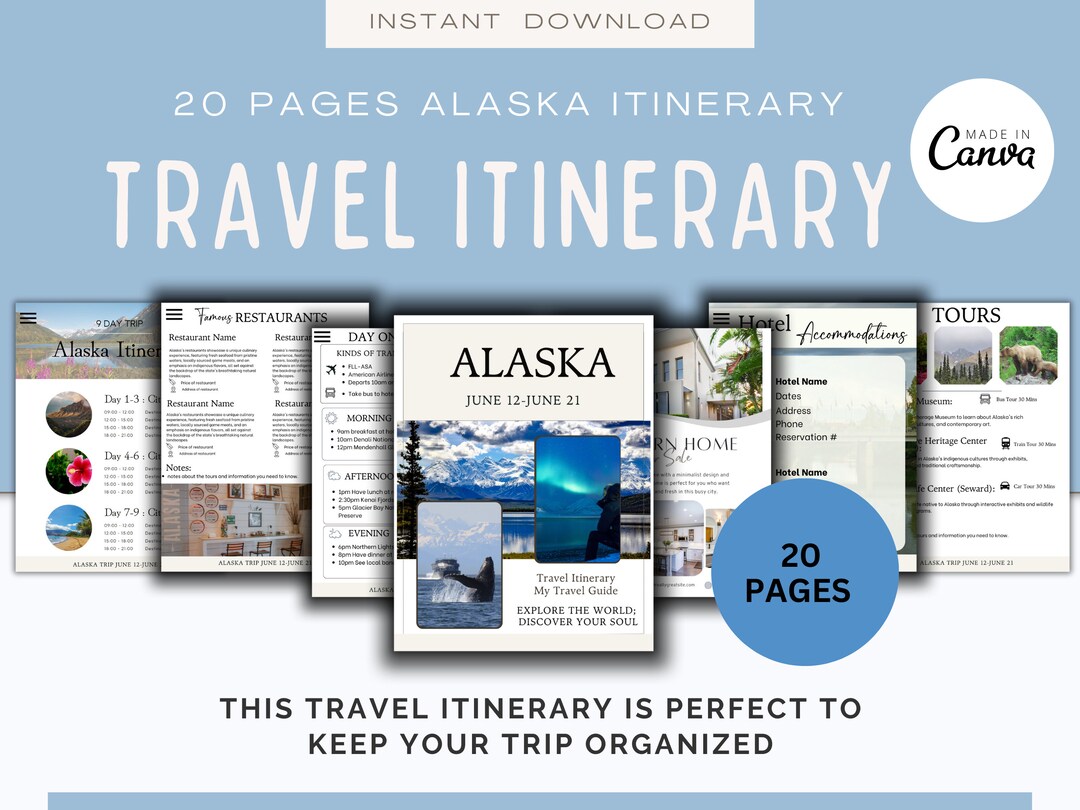 Editable Alaska Travel Itinerary Template Alaska Trip Printable Planner ...