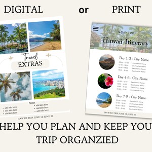 Editable Hawaii Travel Itinerary Template Hawaii Trip Printable Planner ...