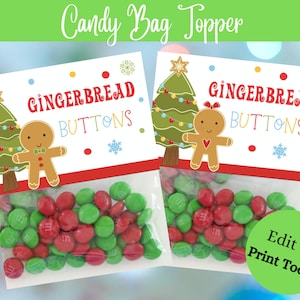 Gingerbread Treat Bag Topper Christmas Treat Bag Topper Holiday Gift ...