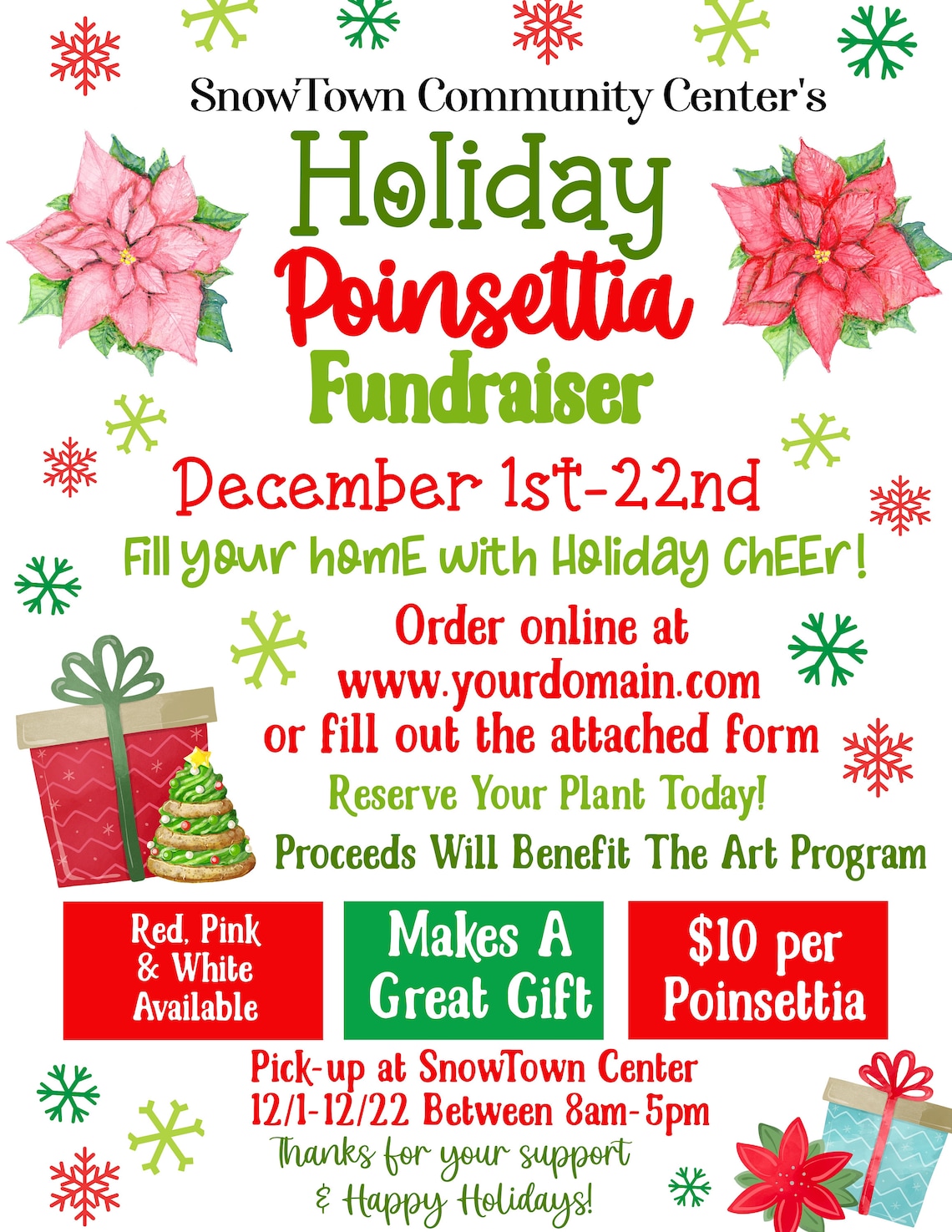 Poinsettia Fundraiser Flyer Christmas School Church Pto Pta - Etsy