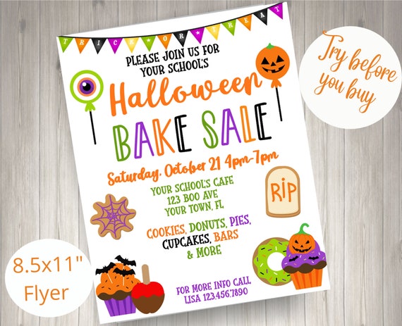 EDITABLE Halloween Bake Sale Flyer Harvest Bake Sale Flyer Printable ...