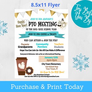 Editable PTO January Meeting PTA Meeting Winter PTO Meeting ...
