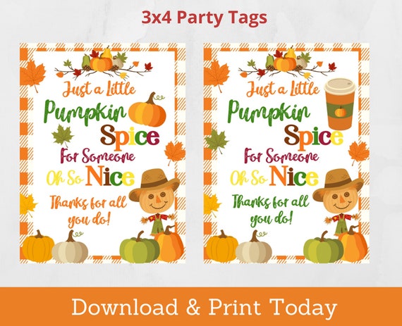 Fall Gift Tag Staff Appreciation Gift Tag Sign Pumpkin Spice for ...