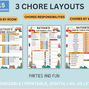 Boy Chore Charts Behavior Chart Kids Cute Animals Chore Chart Printable ...