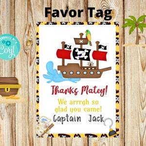 Pirate Birthday Thank You Favor Tag Pirate Thank You Tags - Etsy