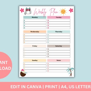 Cute Cats Editable to Do List Template Bundle Cat Lover Daily Weekly to ...