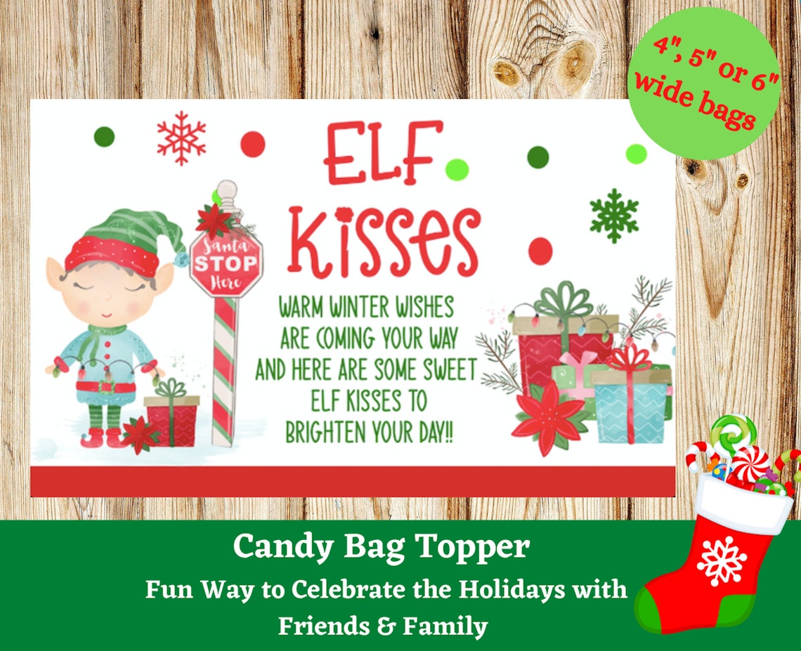 Elf Kisses Treat Bags Boy Elf Christmas Gift Elf Tags - Etsy