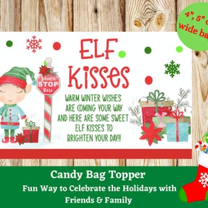 Elf Kisses Treat Bags Boy Elf Christmas Gift Elf Tags Christmas Elf ...