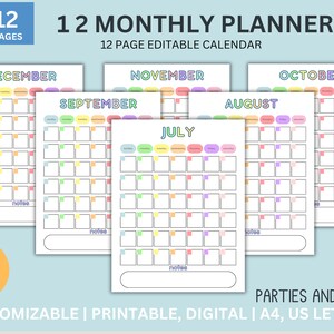Pastel Colors Monthly Planner Printable Girl Monthly Planner Kids ...