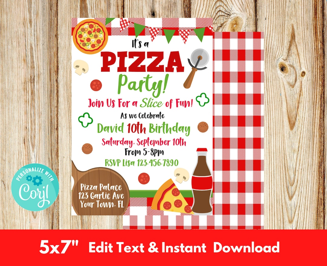 Pizza Party Invitation Pizza Event Pizza Birthday Invitation Instant ...