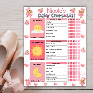 Girl Chore Chart Chore Chart Ballerina Printable Kids Daily Weekly ...