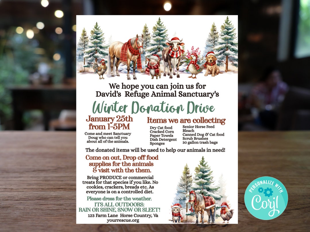 Editable Farm Animal Flyer Refuge Animal Sanctuary Flyer Animal Rescue ...