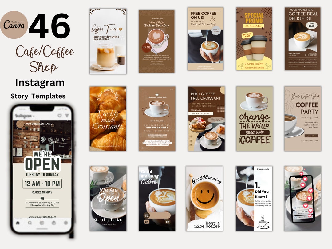 Coffee Instagram Posts Café Business Social Media Template Coffee Shop ...