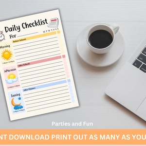 Daily Chore Chart for Kids Printable Kids Daily Weekly Responsibility ...