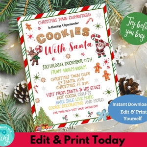 Cookies With Santa Editable Flyer Photos With Santa Flyer Church School ...
