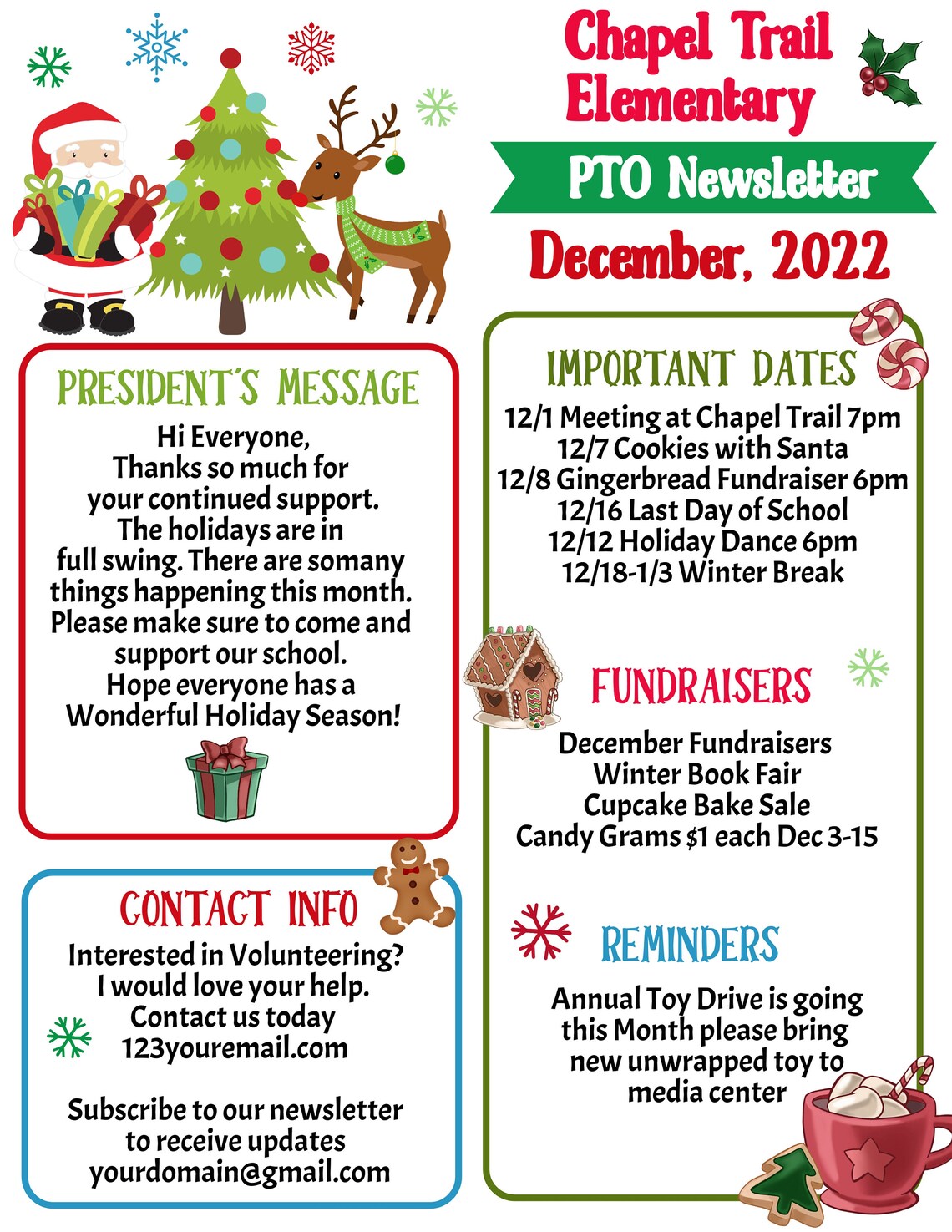 December Newsletter Editable Flyer Template School - Etsy