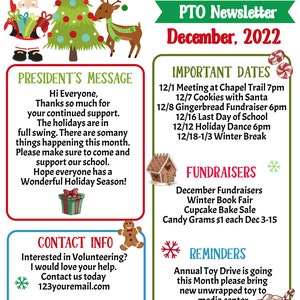 December Newsletter Editable Flyer Template, School Newsletter ...