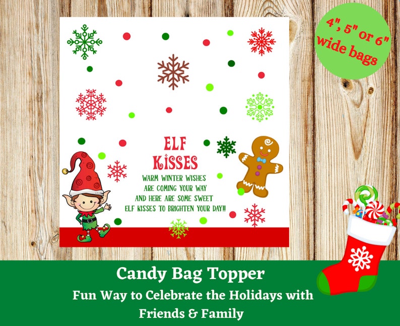 Elf Kisses Treat Bags Treat Topper Christmas Gift Tags - Etsy