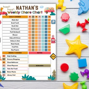 Boy Chore Chart for Kids Printable Kids Daily Animal Theme Weekly ...