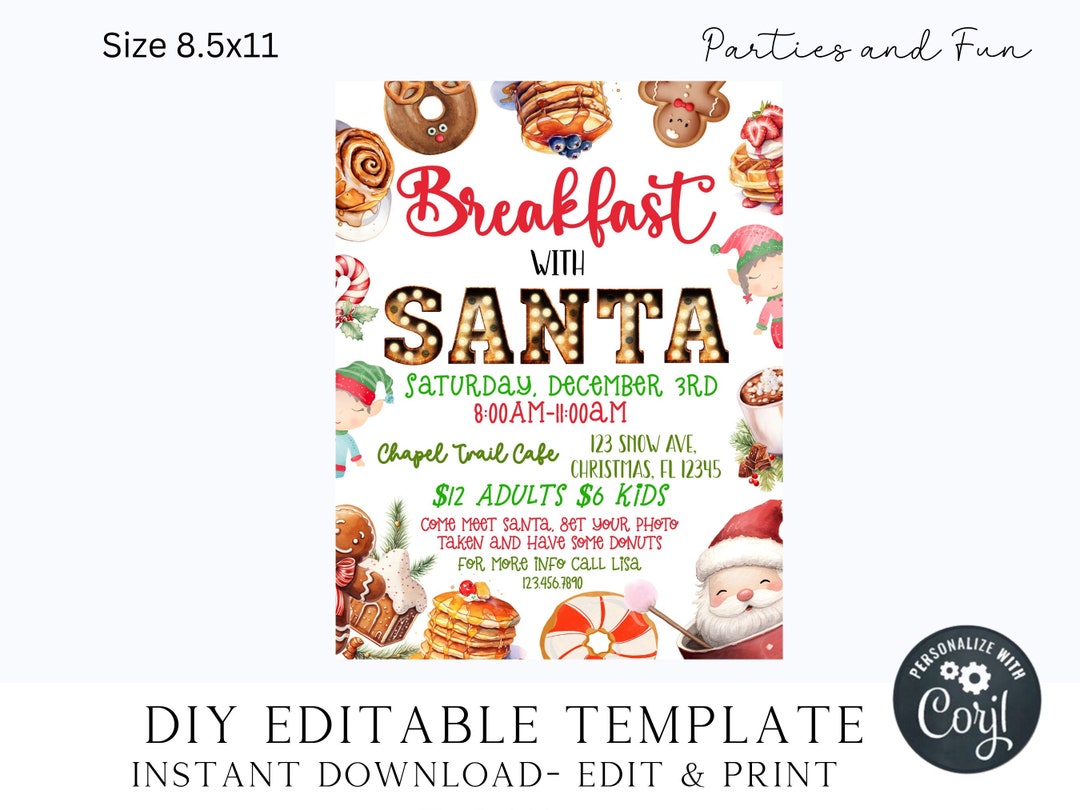 Breakfast With Santa Template School Fundraiser Community Fundraiser ...