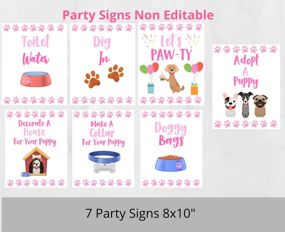 Dog Party Sign Favors Puppy Birthday Sign Table Decor Dog Birthday ...